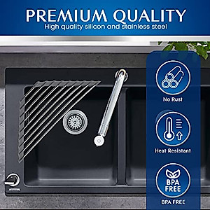 Roll-Up Corner Sink Drying Rack. Kitchen Bench Space Saver! Quality Design and Practical Stainless Steel and Silicon Over The Sink Drying Rack.