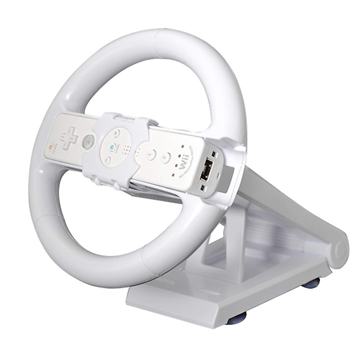 OSTENT Multi-angle Racing Game Steering Wheel Stand for Nintendo Wii Console Controller Color White