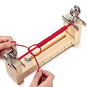 Cyrank Wooden Jig Bracelet Maker, Adjustable Paracord Jig Bracelet Maker U Shape Wooden Frame Bracelet Jig Kit DIY Wristband Rope Knot Braided Fixing Tools