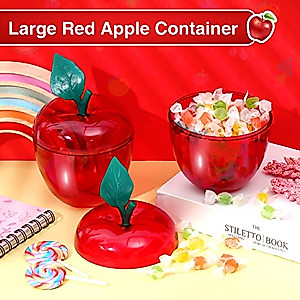 12 Pieces Large Red Apple Container Apple Shaped Candy Toy Plastic Candy Jars with Lids Apple Shaped Ornament for Wedding Christmas Party Favors Cookie Fruit Gift Tree Decorations Supplies