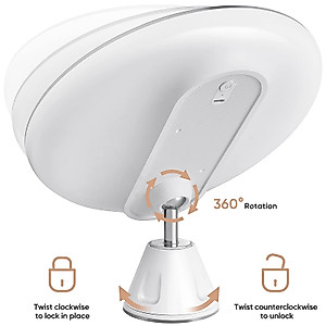 KEDSUM Upgraded 9" Rechargeable 10x Magnifying Makeup Mirror with Lights, Dimmable Lighted Vanity Mirror with Magnification and A Large Suction Cup, Touch Button, 360 Degree Rotation