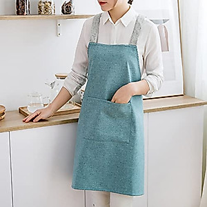 DXYAKY Cotton Apron for Women Cross Back Apron with Pockets for Kitchen Cooking No Tie Apron for Painting Gardening Cleaning