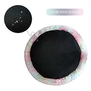 Patas Lague Calming Donut Dog Bed Cat Bed for Small Medium Large Dogs and Cats Anti-Anxiety Plush Soft and Cozy Cat Bed Warming Pet Bed for Winter and Fall (20 in, Mixed Rainbow)