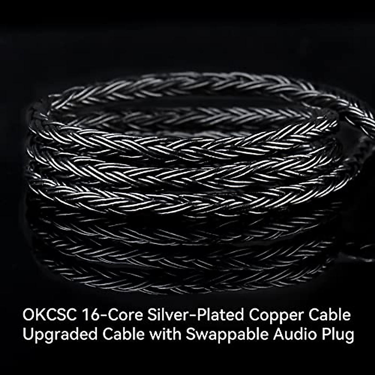 okcsc 16 Core IEM Cable MMCX Upgraded Cable with Detachable 2.5/3.5/4.4mm Adapter Silver Plated Replacement Cable Earphone Cord for Shure SE215,SE315,AONIC3,AONIC4,for DITA Project 71 MMCX Cable