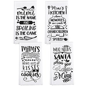 4 Pieces Nana Kitchen Towel Funny Dish Towel Microfiber Tea Towel Nana Gift for Home Birthday Kitchen Cooking Baking (Mimi)