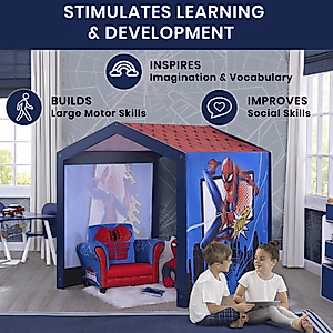 Marvel Spider-Man Indoor Playhouse with Fabric Tent for Boys and Girls by Delta Children, Great Sleep or Play Area for Kids - Fits Toddler Bed, Greenguard Gold Certified