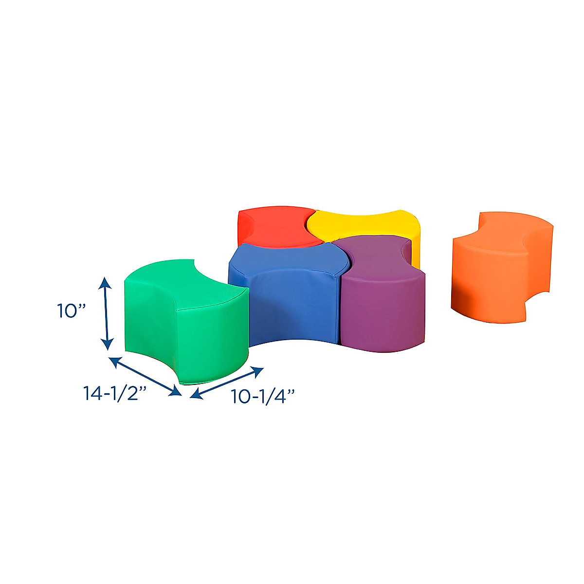 Children's Factory Soft Touch Bowtie Set-6, Rainbow, CF805-010, Preschool Kids Chairs, Flexible Daycare or Nursery Toddler, 10”H Classroom Seats