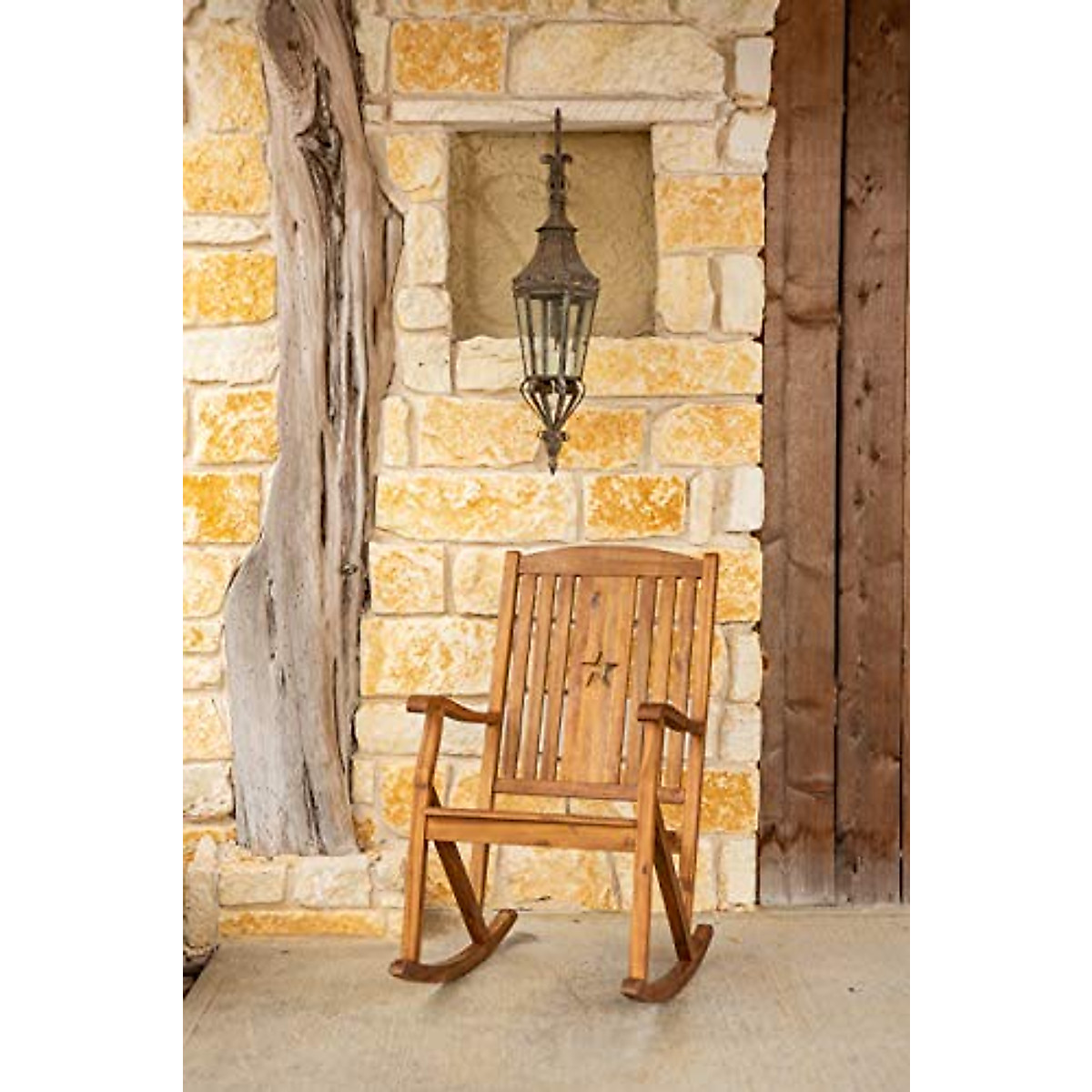 Leigh Country Sequoia Series Adult Rocker with Star Cutout Rocking Chair, Brown