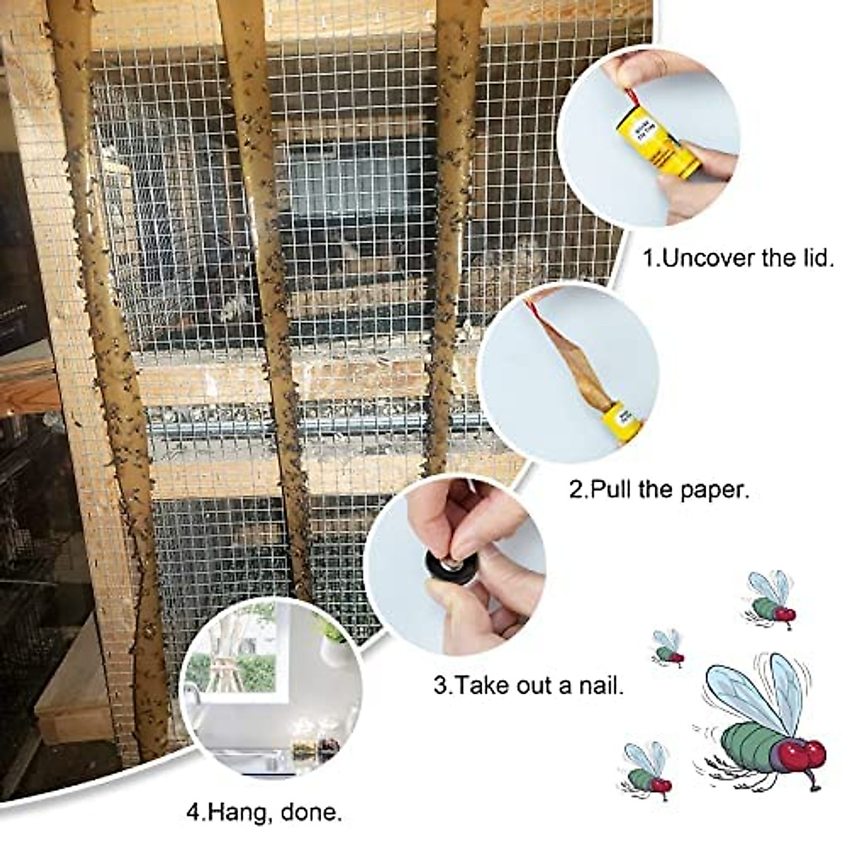 Dwcom 20PCS Sticky Fly Strips, Fly Paper Roll Hanging, Fly Tape Trap ...