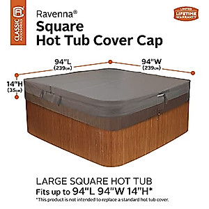 Classic Accessories Ravenna Square Hot Tub Cover, Large, Patio Furniture Covers