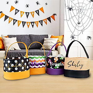 Personalized Halloween Trick or Treat Bag, Monogram Halloween Bucket, Custom Printed Name Candy Bag, Halloween Candy Basket, Halloween Gifts Basket, Spooky Candy Basket for Kids, Party Gifts for Kids