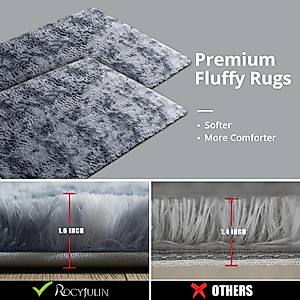 ROCYJULIN Area Rugs 6x9 for Bedroom, Fluffy Rugs for Living Room, Ultra Soft Non-Slip Large Shag Fuzzy Rug for Nursery, Kids, Girls, Boys, Dark Grey
