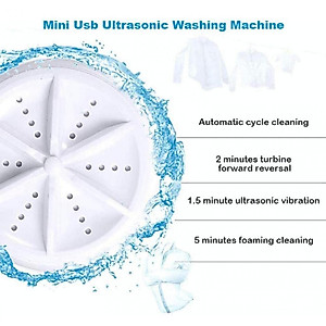 EUKK 2 in 1 Ultrasonic Turbo Washing Machine, Portable Mini Washing Machine, Multifunctional Turbo Washing Machine, USB Portable Laundry Machine for Home, Travel, Business Trip, Apartment, Dorm (A)