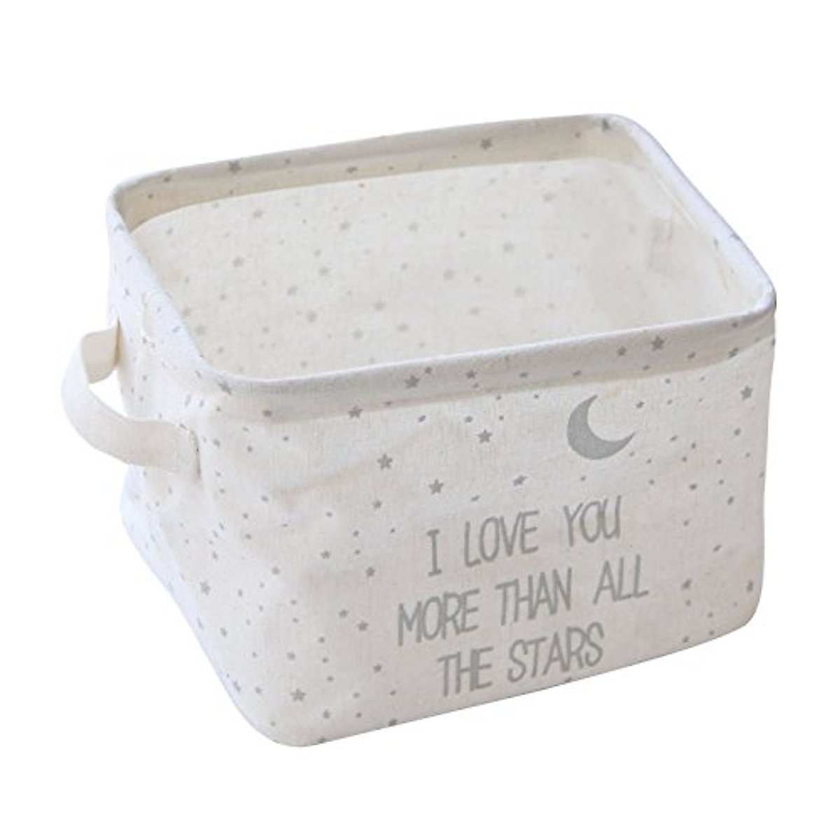 Slytem Storage Bin Basket Organizer Container Cube Rectangle with Handles Linen Canvas Jute Collapsible (#1: 7.8" Long × 6.3" Wide × 5.1" high, Gray Stars Moon)