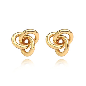 PERNNLA PEARL 18K Gold Love Knot Stud Earrings for Women Minimalist Cute Small Stud Earrings Dainty Twist Woven Post Earrings for Women Jewelry