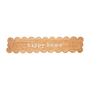 Mud Pie Scalloped Jute Table Runner, Brown, 71" x 17"