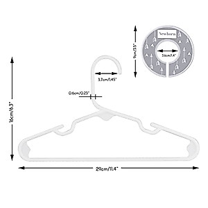 Binswloo Baby Hangers for Nursery, 30Pcs Plastic Kids Hangers, Small Children's Clothes Hangers with 8Pcs Baby Closet Dividers, Great as Infant & Toddler Hangers, 11.4 Inch, White