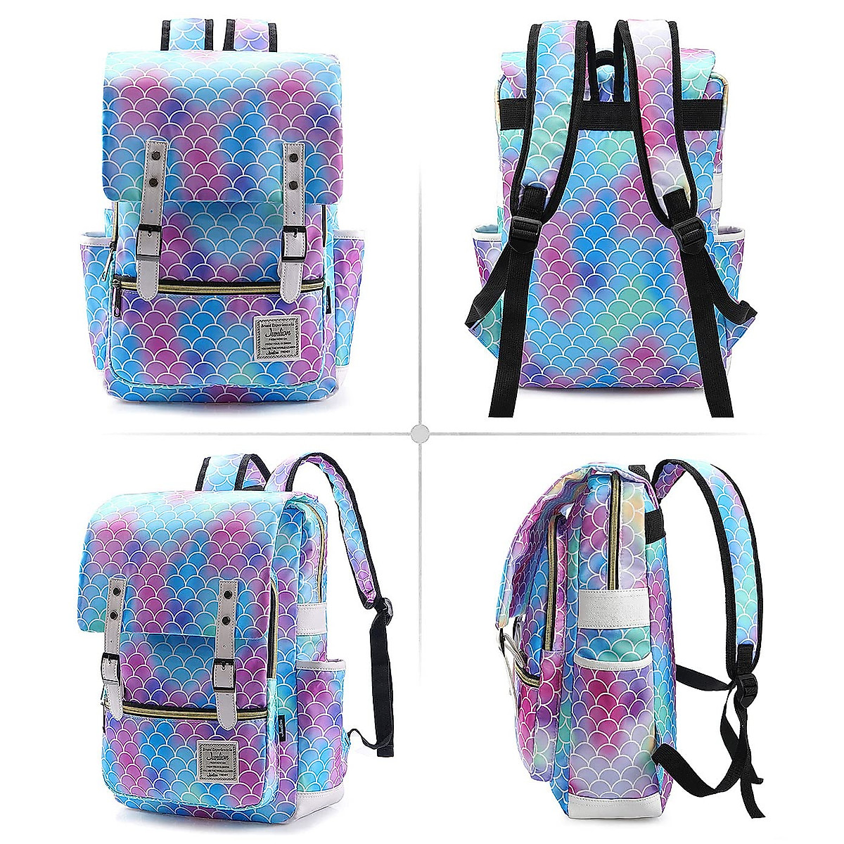 Junlion Slim Laptop Backpack College Student School Bag Travel Rucksack Daypack Cow One Size