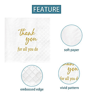 Thank You for All You Do Napkins, Thank You Napkins, Graduation Retirement Office Party Decorations Supplies Favors Gifts, Staff Employee Teacher Doctor Appreciation Napkins (4.5 x 4.5 In, 50Pcs)