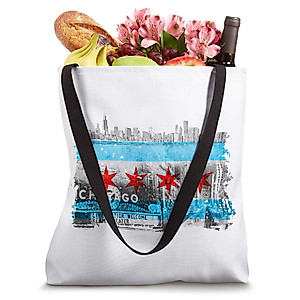 Chicago Souvenir Chicago Gifts Chicago Skyline Chicago Flag Tote Bag