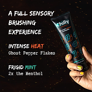 Chilly Toothpaste, Spicy Whitening Toothpaste, Intense Natural Spearmint Flavor + Ghost Pepper Flakes, SLS Free (Pack of 2)