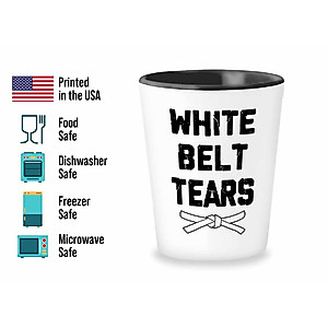 Martial Art Shot Glass 1.5oz - White Belt Tears - Karate Taekwondo Kung fu Jiu Jitsu Matress Sport Belt Optimistic Cool Club Punch Kick Athletes