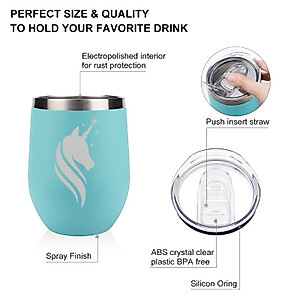 FUHTURCE Personalized Wine Tumbler for Woman with Lid Engraved Custom Insulated Wine Tumblers Set Stainless Steel Vacuum Text Gifts for Coffee Wine Mint Green