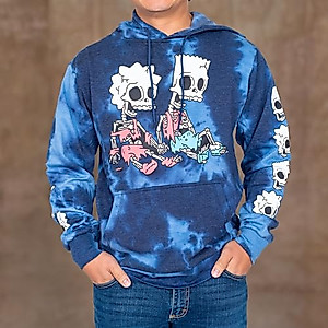 Mad Engine The Simpsons Bart and Maggie Skeleton Hex and the City Pull Over Hoodie Blue