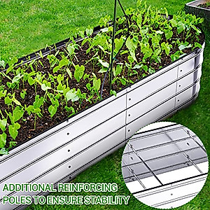 Ohuhu Raised Garden Bed w/Safety Edging, 5.7x1.7x1 FT Galvanized Metal Planter Box, Outdoor Plant Beds Planting Boxes for Vegetable Flower Herbs, Above Ground Elevated Large Oval Gardening Planters