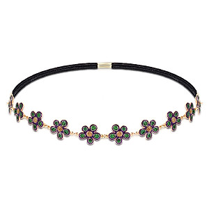 HZEYN Mardi Gras Hairband Glitter Rhinestone Mask Crown Fleur De Lis Hairband Headband Hair Barrette Mardi Gras Costume Accessories (Flower2)