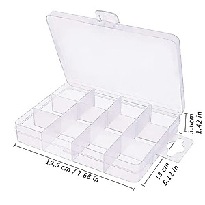 Keismodye Plastic Organizer Container Box for Wax Seal Stamps, 12 Grids with Adjustable Dividers for Beads Art DIY Crafts, Snaps, Stamps Or Pencils (1 Pack)