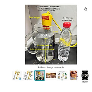 Water Heater, Immersion Water Heater, Bucket Water Heater, Submersible Water Heater 304 Stainless Steel Guard, Pool Heaters for Boiling Bath Water to Heat 5 Gallons of Water in Minutes