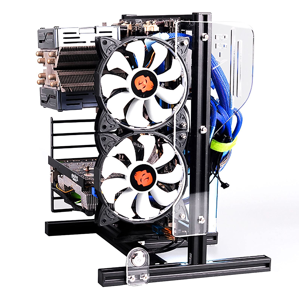 Black PC Frame Test Bench ITX ATX MATX Test Bench Open Air Case Water Cooling Fan Chassic
