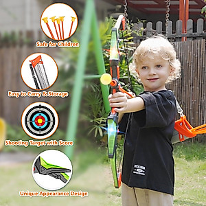 Bigdream Kids Bow and Arrow Toy Set, LED Light Up Archery Toys with 10 Suction Cups Arrows, Outdoor Indoor Shooting Games Toys for 6 7 8 9 10 11 12 Year Old Boys Grils Birthday Gifts