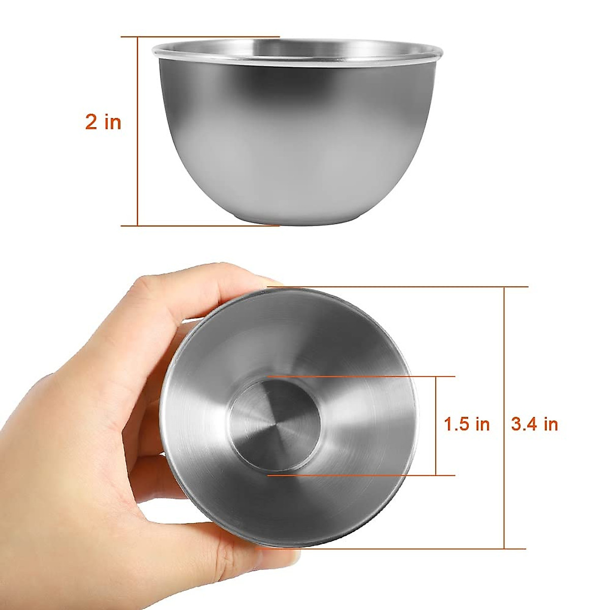 Amytalk 10 Pack 3.3inch Stainless Steel Sauce Dishes Mini Individual Saucers Bowl Round Seasoning Dishes Sushi Dipping Bowl Appetizer Plates, Sliver
