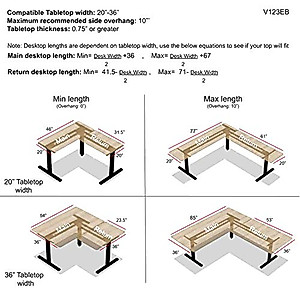 VIVO Electric Multi-Motor Height Adjustable Corner 3 Leg Standing Desk Frame, Frame Only, Sit Stand Ergonomic L Frame with Push Button Controller, Black, DESK-V123EB