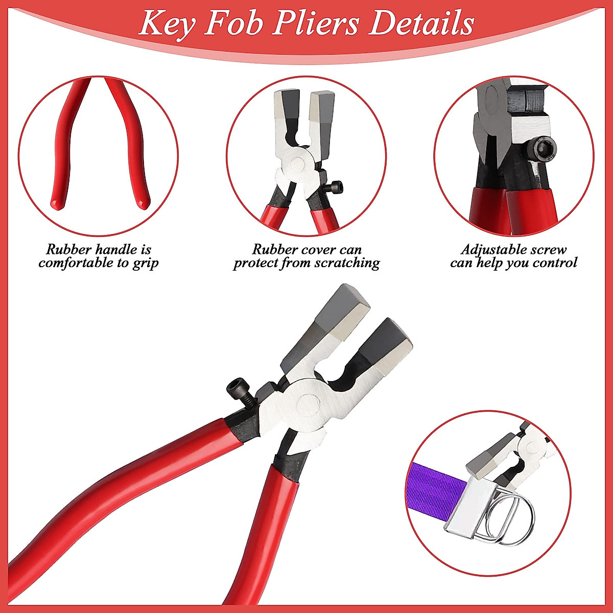 120 Pieces 1" Key Fob Hardware with 1 Key Fob Pliers Set Includeds 4 Colors Key Chain Hardware for Wrist Strap, Key Chain, Lanyard Keychain Making Hardware Supplies