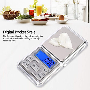 500g 0.1g Portable Mini Pocket Scale Digital Electronic Food Scale with Backlight High Accuracy Kitchen Scales Food Weighing Scale with Timer