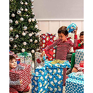 American Greetings 160 sq. ft. Reversible Kids Christmas Wrapping Paper Bundle, Santa, Snowflakes and Snowmen (4 Rolls 30 in. x 16 ft.)