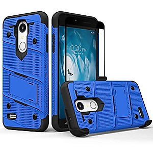 ZIZO Bolt Series LG K30 Case Military Grade Drop Tested with Tempered Glass Screen Protector Holster LG Harmony 2 Case Blue Black