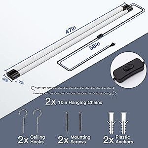 Bbounder 10 Pack Linkable LED Utility Shop Light, 4 FT, 48 Inch Fixture for Garage, 40W Equivalent 250W, 5000K Daylight, Surface + Suspension Mount, Florescent Light Fixture Replacement, Black