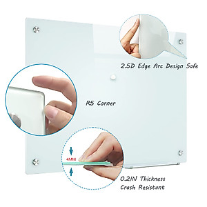 Magnetic Glass Whiteboard, 36"x48"(90x120cm) Frameless Dry Erase Board White Board Surface Wall Mounted for Office, Classroom & Home