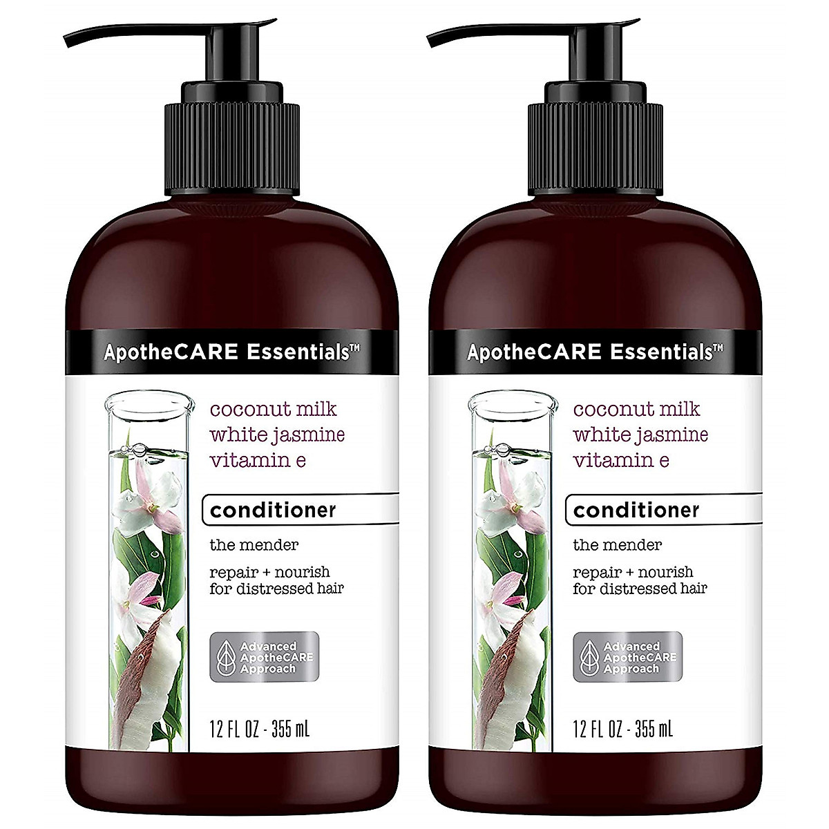 ApotheCARE Essentials Conditioner - The Mender - Coconut Milk, White Jasmine, Vitamin E - Net Wt. 12 FL OZ (355 mL) Per