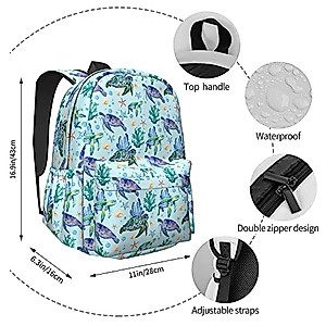 Nmbvcxz Sea Turtle Backpack for Women 17 inch Travel Casual Laptop Backpack Lightweight Waterproof Durable Hiking Daypack