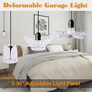 YWD Led Garage Light 2 Pack - 48W Glare-Free 360° - 4500LM 6500K LED Deformable Light - E26/E27 Screw in Led Light Buld for Basements, Barn, Farmhouse and Attics