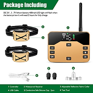 BHCEY Wireless Dog Fence，Electric Dog Fence Wireless System & Training Collar,2-in-1 Wireless Safe Dog Boundary,Adjustable Pet Containment Fence System,Rechargeable Collar for Dogs