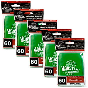 Monster Protector Small Size Sleeves -300 Pack Glossy Finish with Monster Logo - Compatible with Yugioh and Other Small Sized Gaming and Collectible Cards - Clean, Safe, Secure Storage & Handling