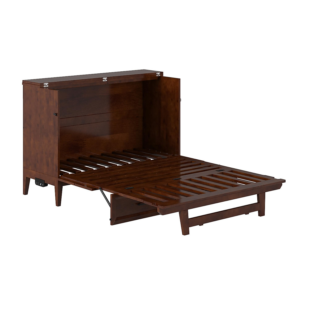 AFI, Sienna Full Murphy Bed Chest with Built-in Charger, Walnut