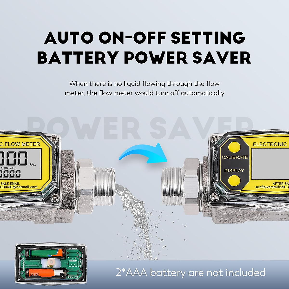 CGOLDENWALL 1” Turbine Fuel Meter, Stainless Steel Water Meter with 1-inch NPT Adapters, Gallon Liquid Flowmeter, Digital Inline Flow Meter for Liquids, Required Flow Rate 2.5-26GPM