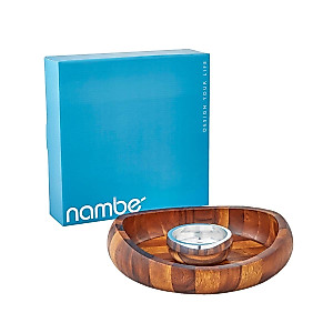 Nambè Butterfly 2-Piece Chip and Dip Set, Silver/Wood, Medium